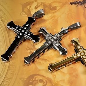 Accessories | Large Titanium Steel Cross Pendant Diamond Necklace ...
